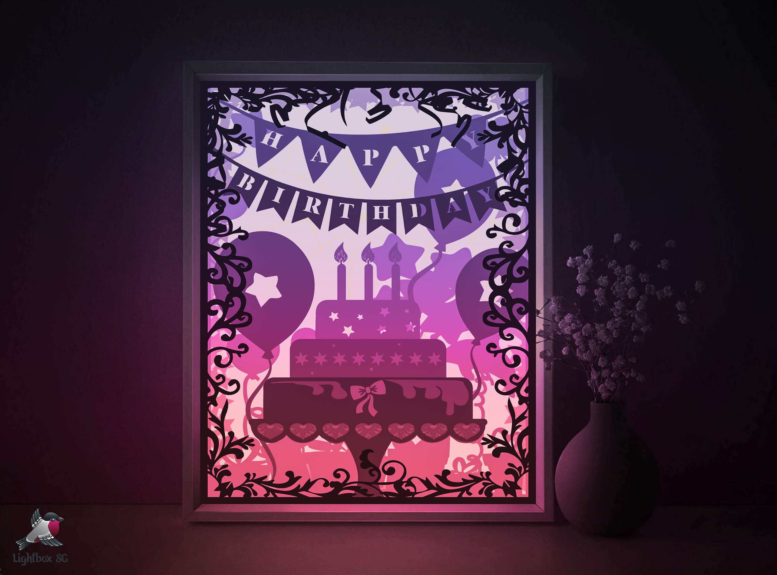 Happy Birthday Shadow Box SVG Template Party Cake Silhouette - Etsy UK