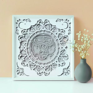 Zodiac Gemini Shadow Box SVG Template, Astrological Signs Papercut ...
