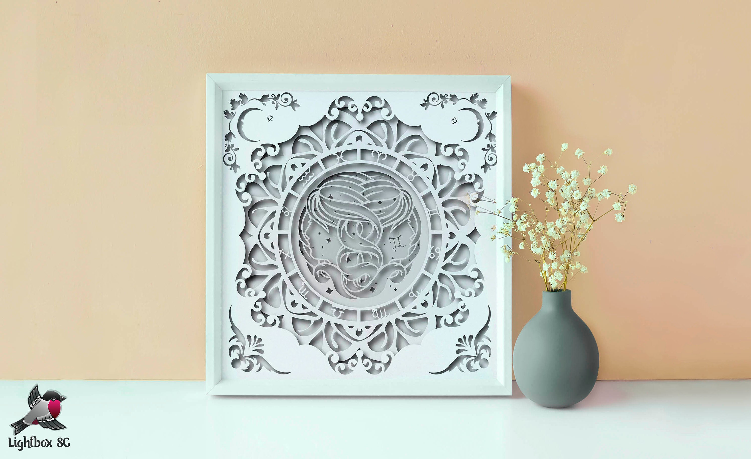 Zodiac Gemini Shadow Box SVG Template Astrological Signs - Etsy