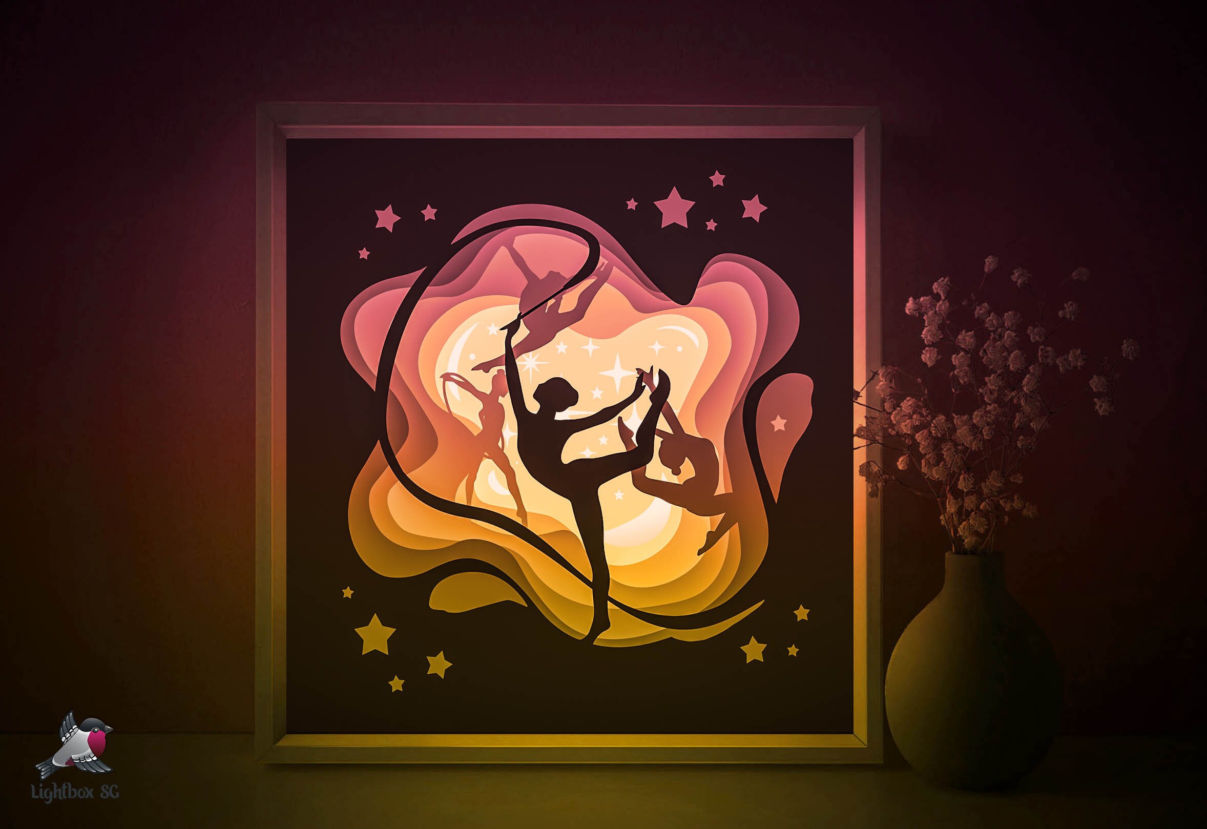 Gymnastics Girl Shadow Box SVG Template Women Sport Papercut - Etsy UK