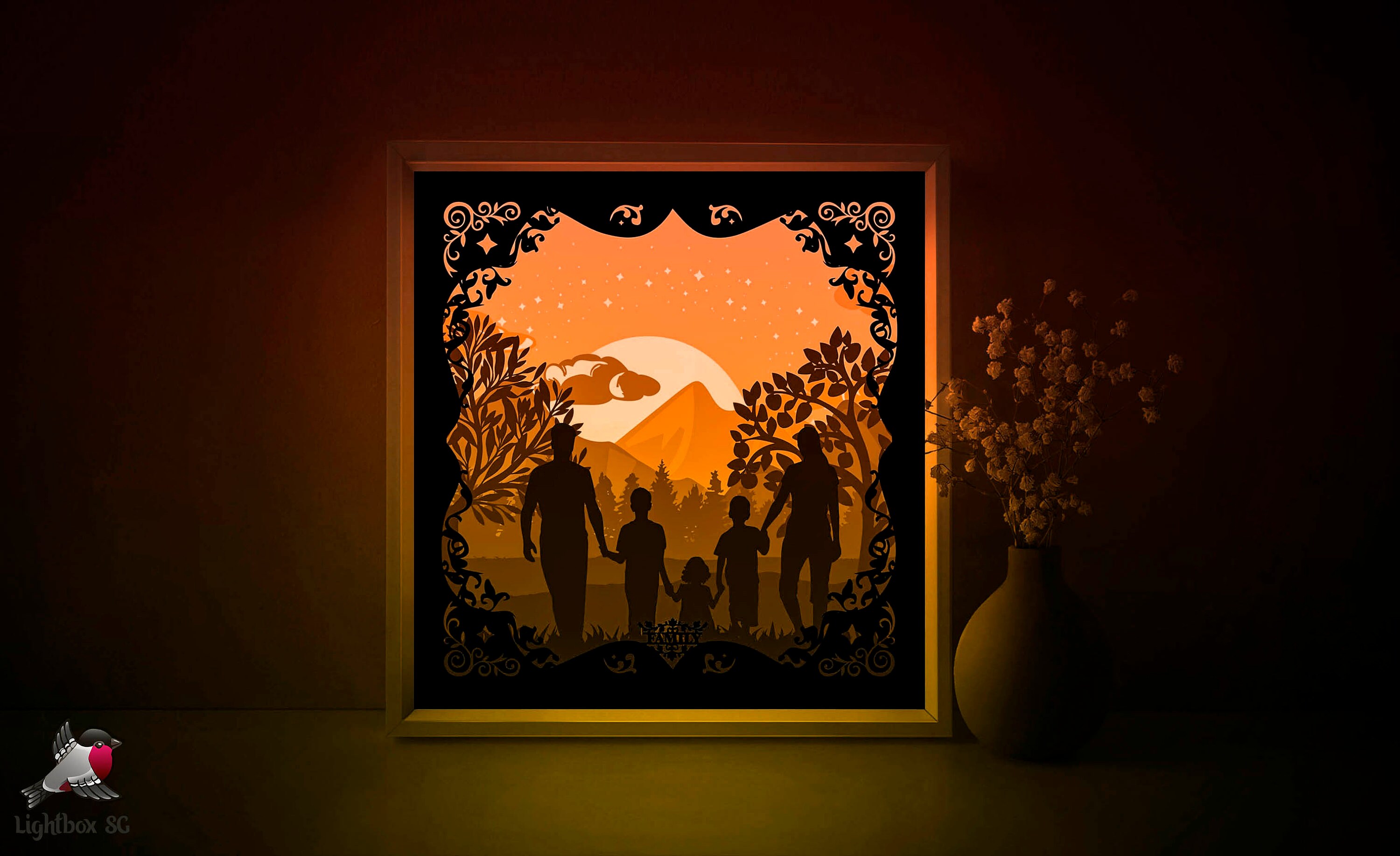 Personalized Family Portrait Shadow Box SVG Template Last - Etsy