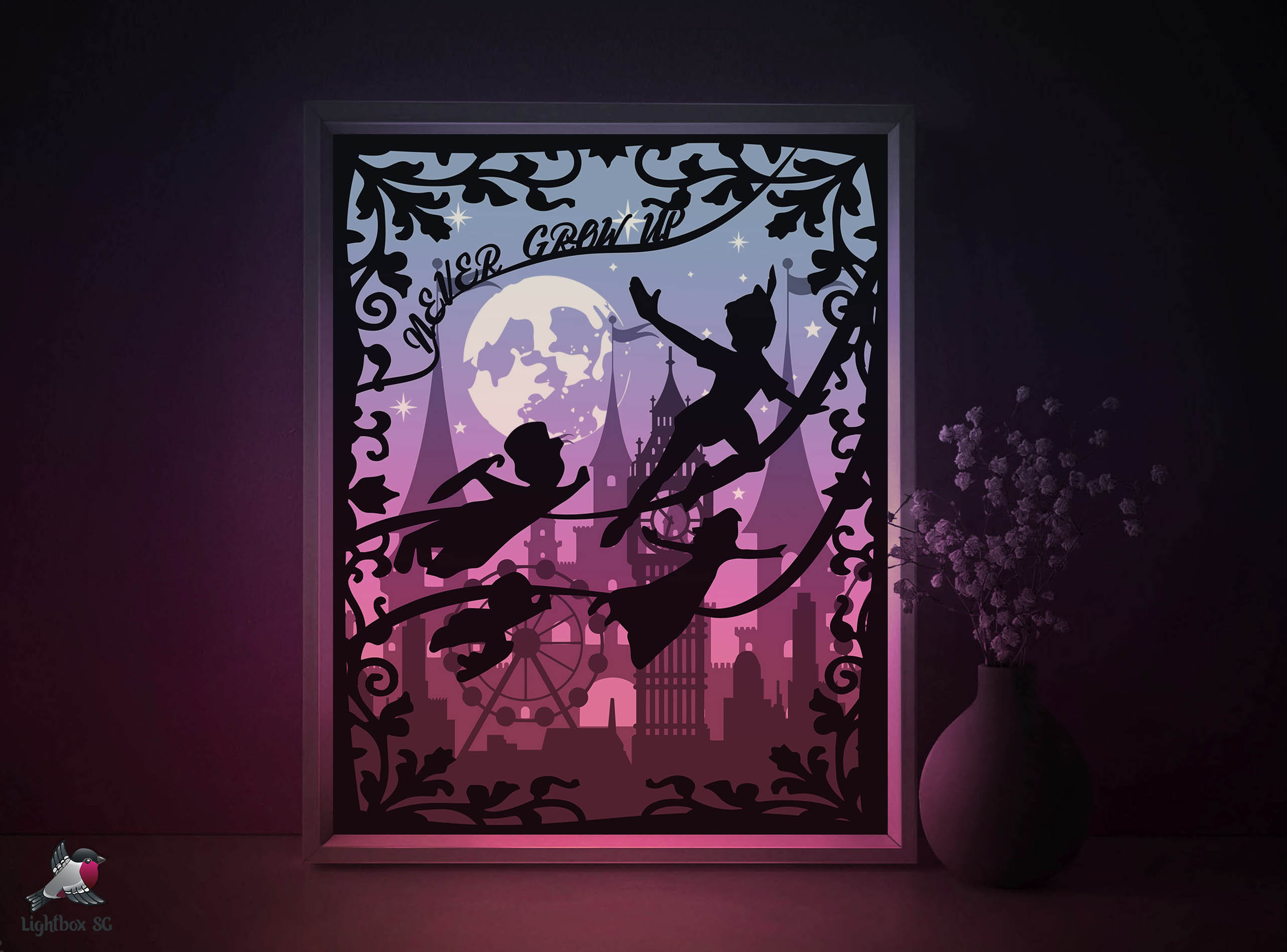 Peter Pan Fairytale Shadow Box SVG Template Never Grow up - Etsy