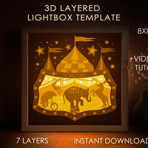 Fairytale Circus Shadow Box SVG Template, Animals Papercut Lightbox ...