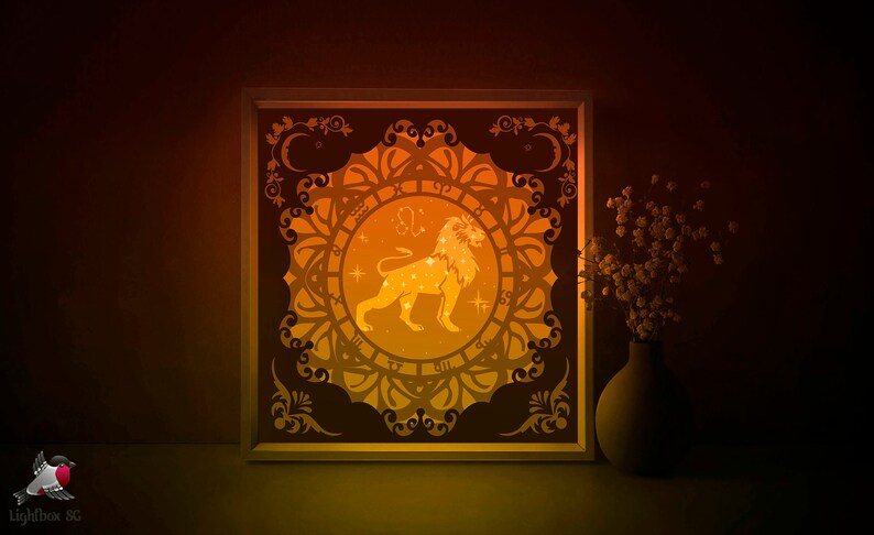 Zodiac Leo Shadow Box SVG Template Astrological Signs - Etsy