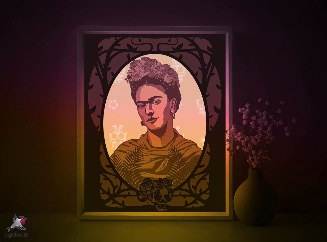 Frida Kahlo Shadow Box SVG Template, Famous Artist Papercut Lightbox ...