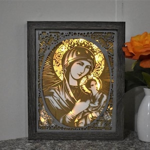 Ave Maria Shadow Box SVG Template, Mary Virgin Papercut Lightbox Cricut ...