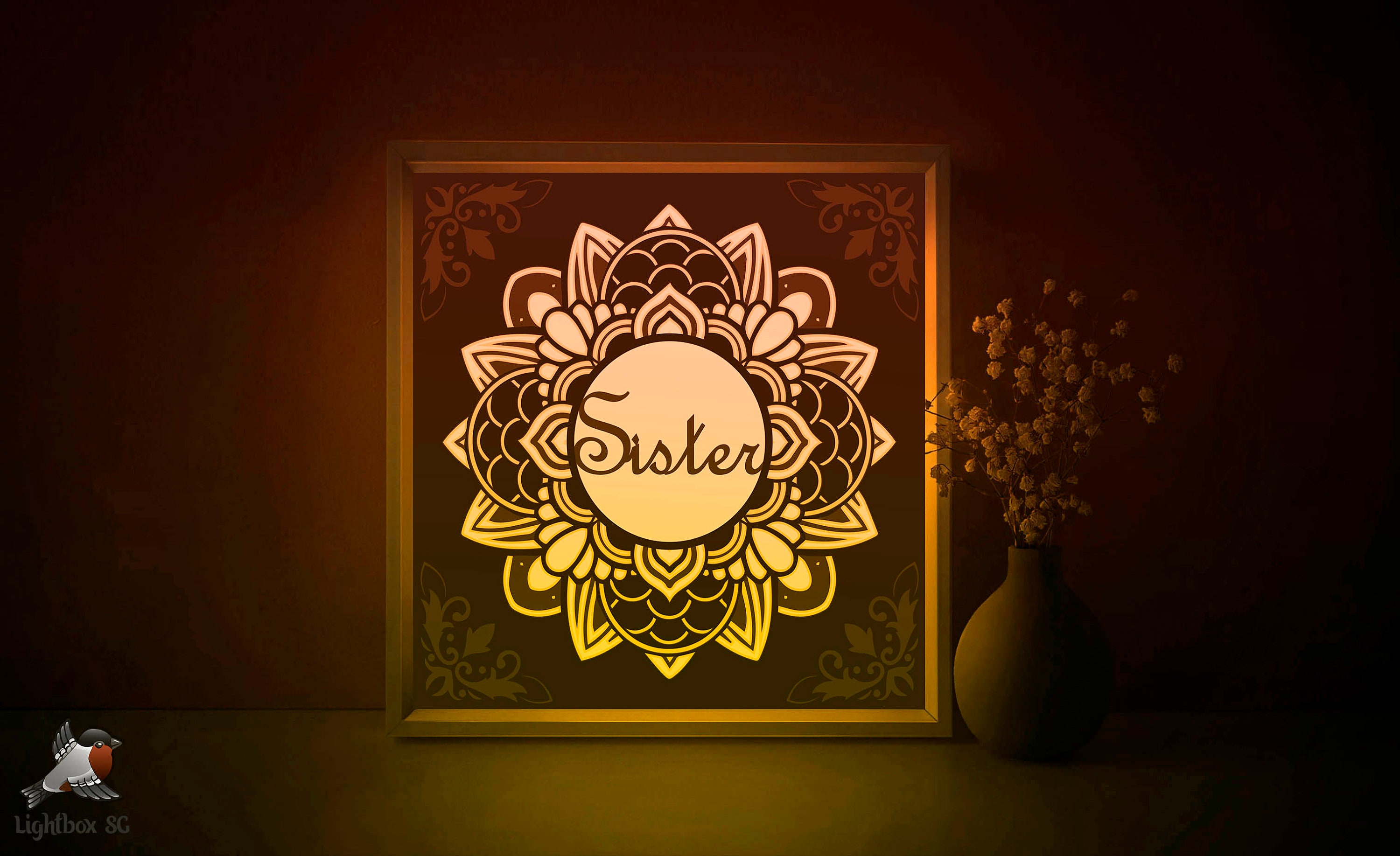 Familia hermana Shadow box SVG Template Mandala flower - Etsy México