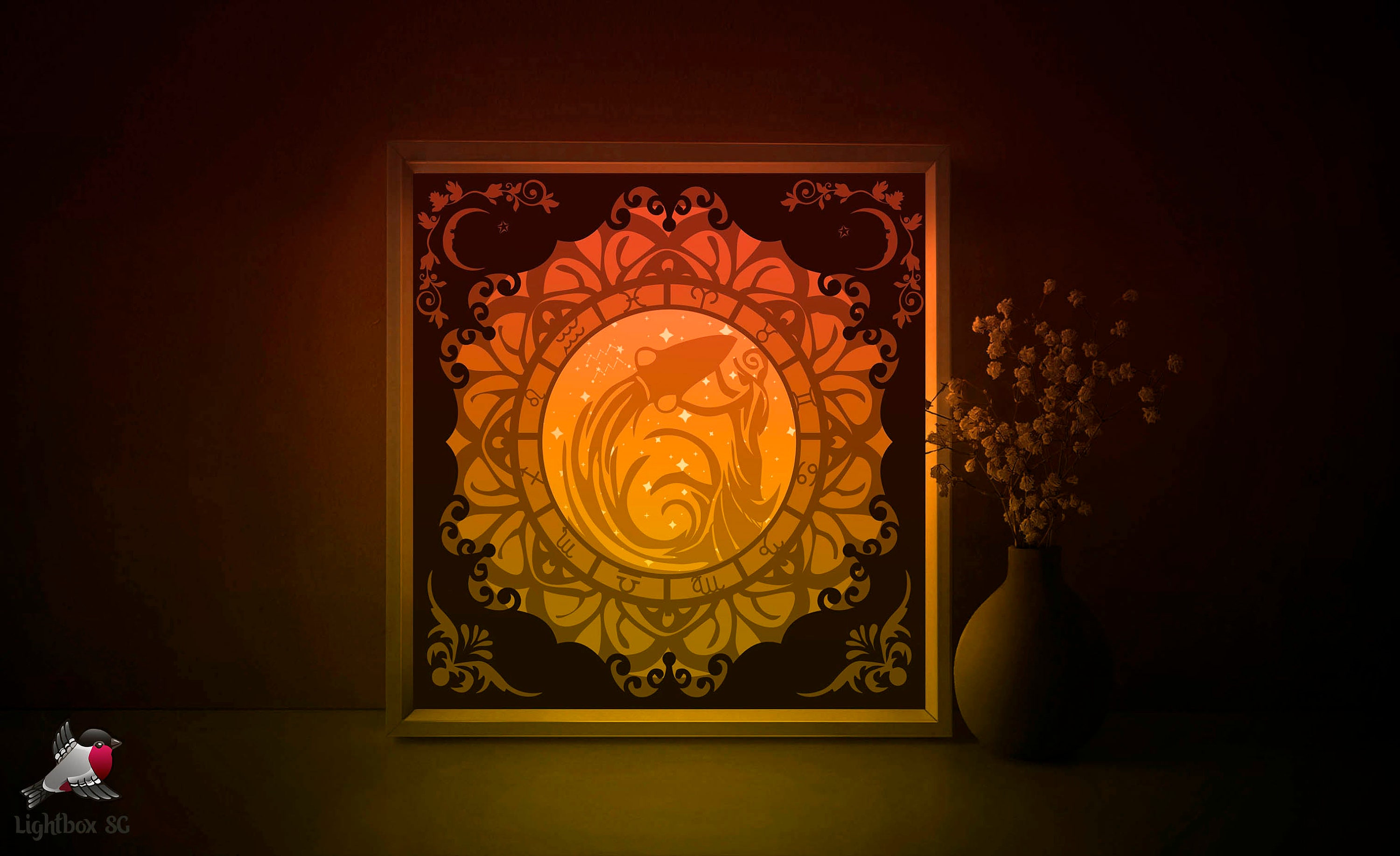 Zodiac Aquarius Shadow Box SVG Template Astrological Signs - Etsy