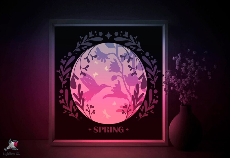 Spring Inspiration Shadow Box SVG Template Colibri Bird - Etsy