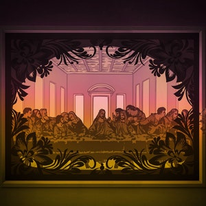Last Supper Shadow Box SVG Template, Da Vinci Papercut Lightbox Cricut ...