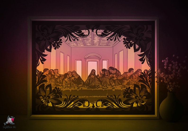 Last Supper Shadow Box SVG Template Da Vinci Papercut - Etsy
