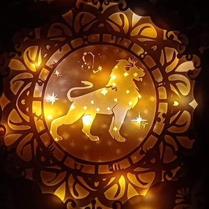 Zodiac Leo Shadow Box SVG Template, Astrological Signs Papercut ...