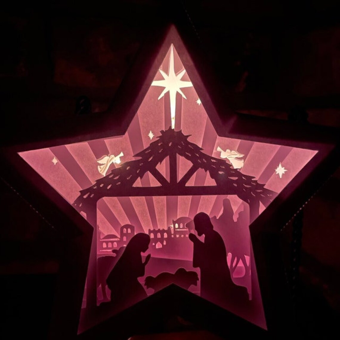 Holy Night Star Lantern Shadow Box SVG Template Merry - Etsy