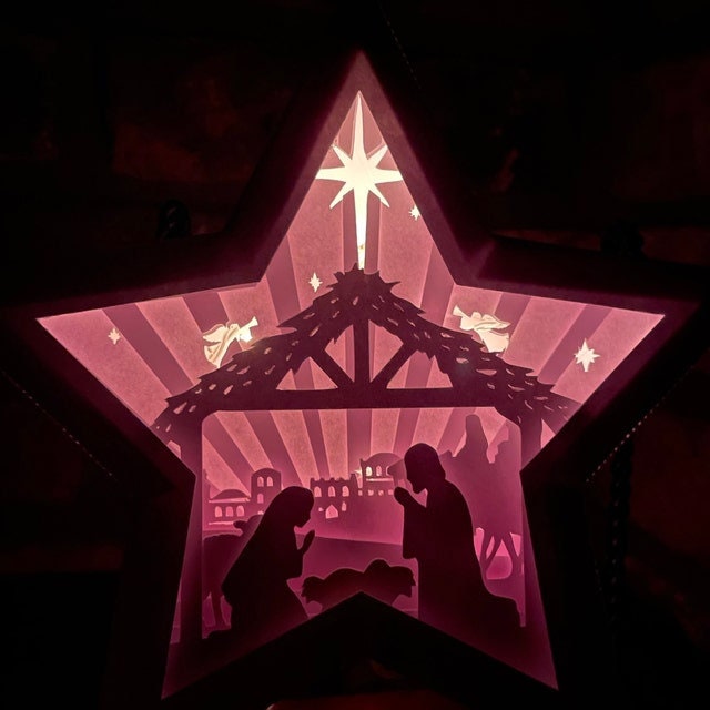 Holy Night Star Lantern Shadow Box SVG Template, Merry Christmas ...