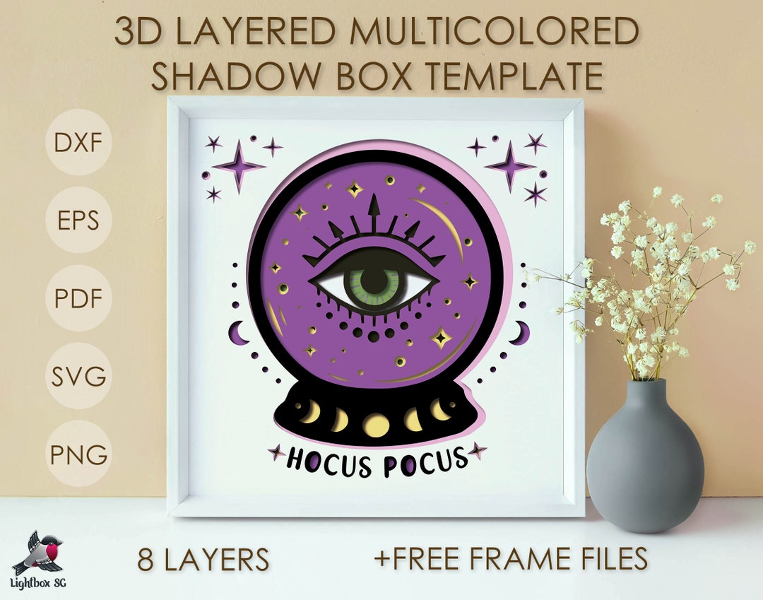 3D Halloween Shadow Box SVG Template Colored Crystal Ball Papercut ...