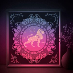 Zodiac Leo Shadow Box SVG Template, Astrological Signs Papercut ...