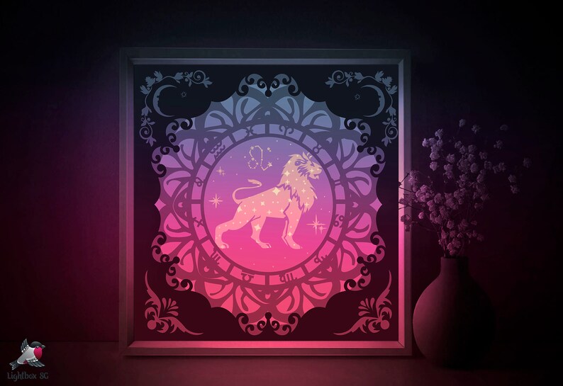 Zodiac Leo Shadow Box SVG Template Astrological Signs - Etsy