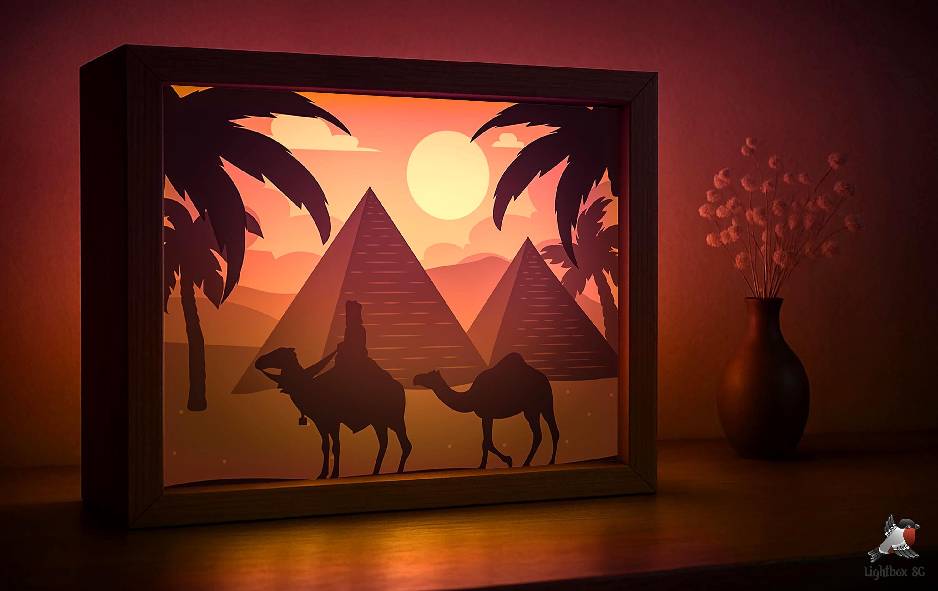 Egyptian Pyramids Shadow Box SVG Template, Desert Nature Papercut ...