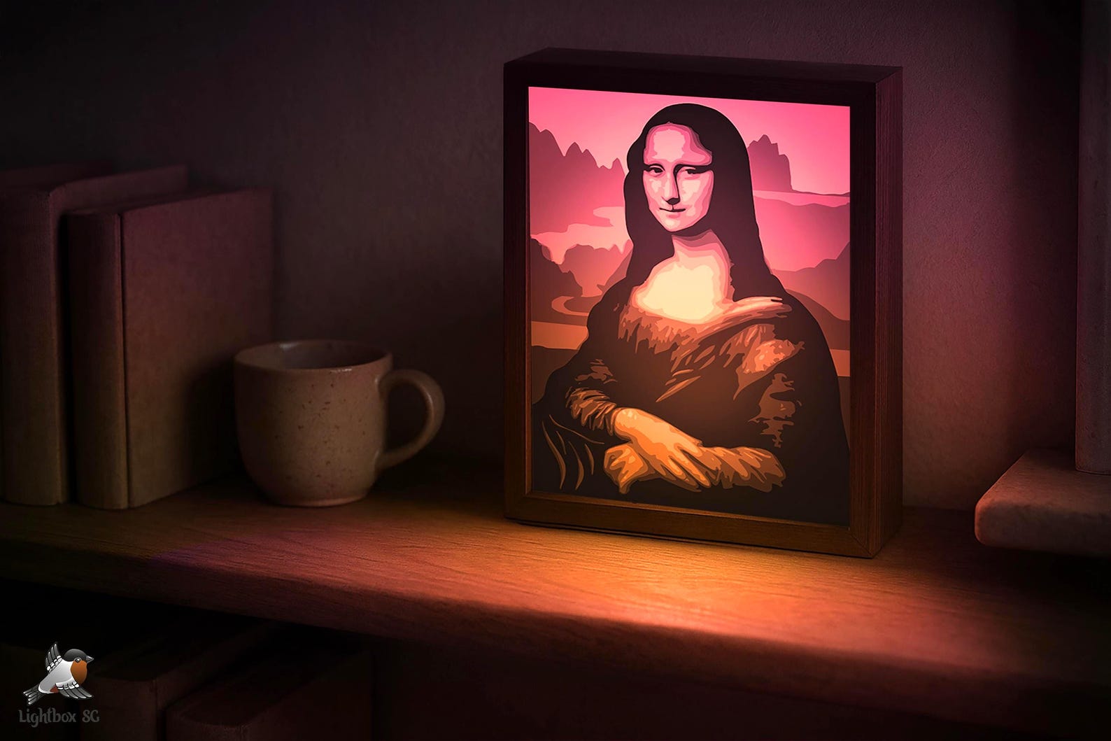 Modèle SVG Mona Lisa Shadow box, La Joconde Papercut Lightbox cricut ...