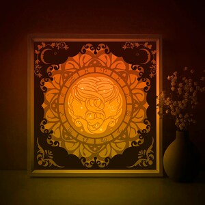 Zodiac Gemini Shadow Box SVG Template, Astrological Signs Papercut ...