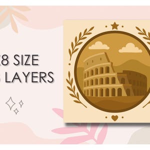 Colosseum Shadow Box SVG Template, Italy Landmark Colored Papercut ...
