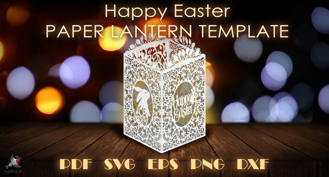 Happy Easter Paper Lantern Templates, Cute Hoppy Bunny Paper Cut Diy ...