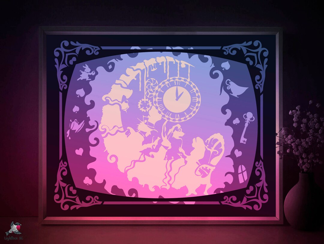 Alice in Wonderland Fairytale Shadow Box SVG Template, Papercut ...