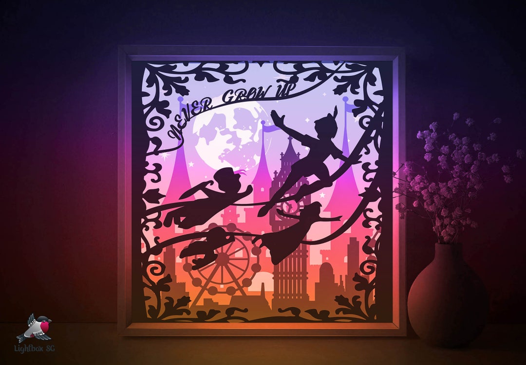 Peter Pan Fairytale Shadow Box SVG Template, Never Grow up Papercut ...