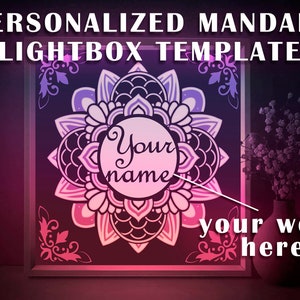 Personalized Sign Shadow Box SVG Template, Your Name Mandala Flower ...