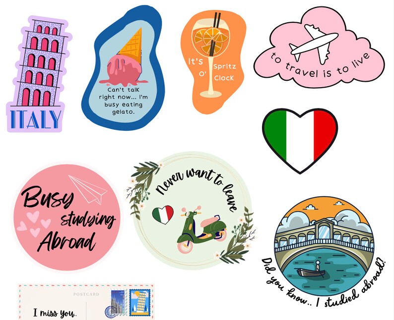 Study Abroad in Italy Downloadable Sticker Pack - Digital File for ...