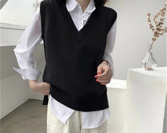 Korean Knitted Vest - Etsy