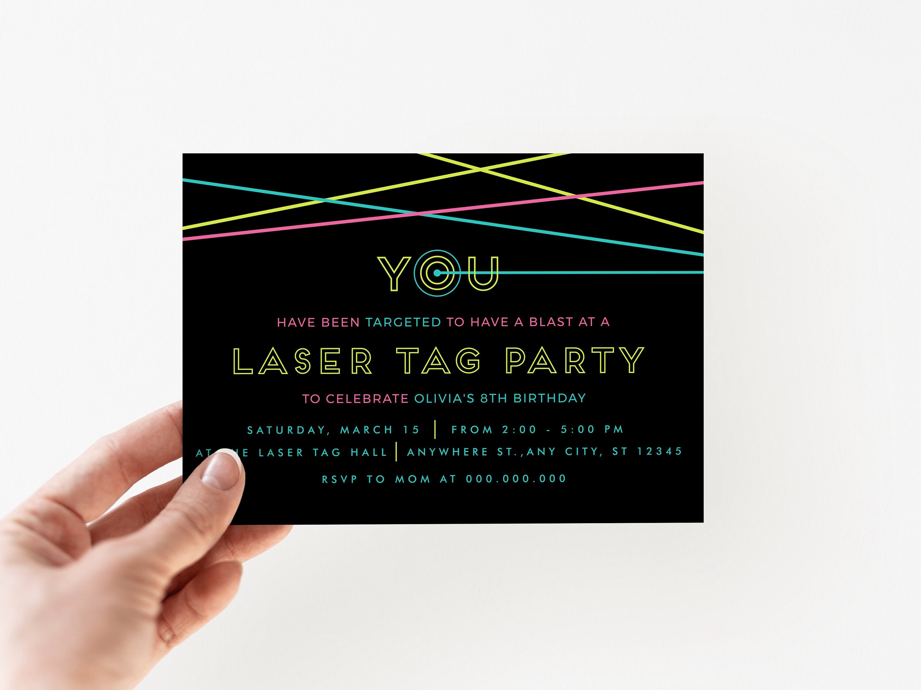 Editable Laser Tag Party Invitation, Modern Laser Tag Birthday ...