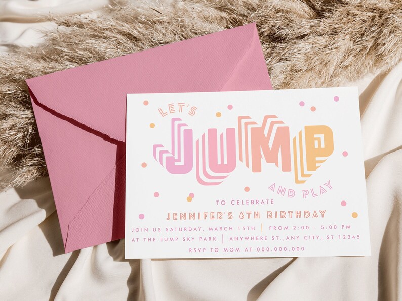Editable Jump Invitation, Trampoline Party, Jump Bounce House Invite ...