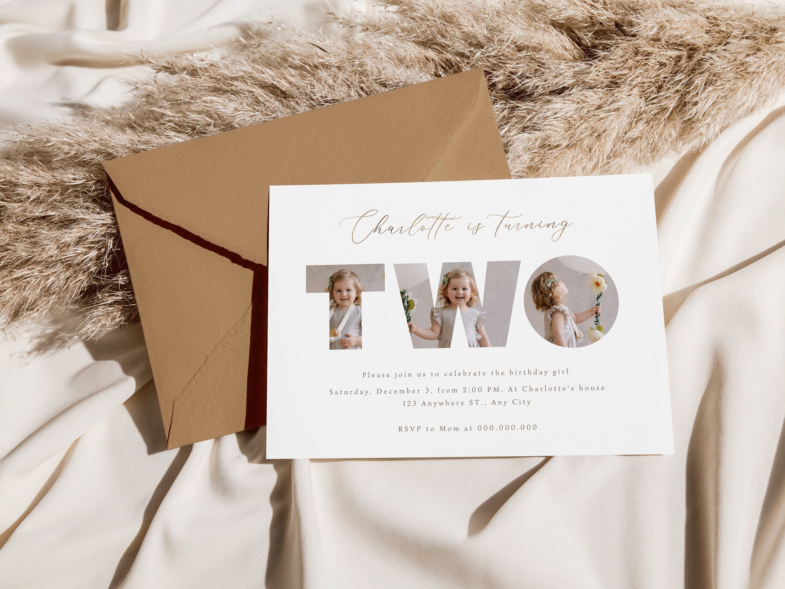 Editable Second Birthday Photo Invitation, Photo's in Text Invitation ...