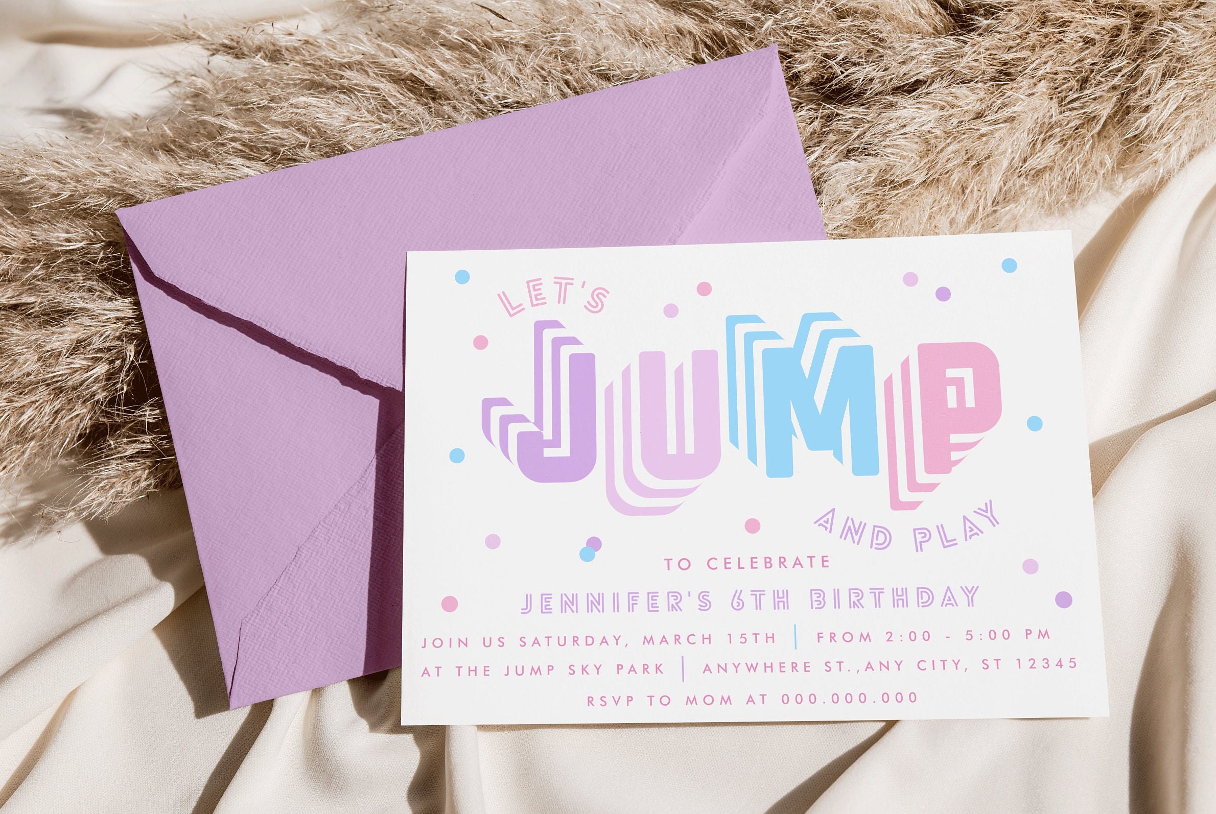 Editable Girl Jump Invitation Trampoline Party Jump Bounce - Etsy