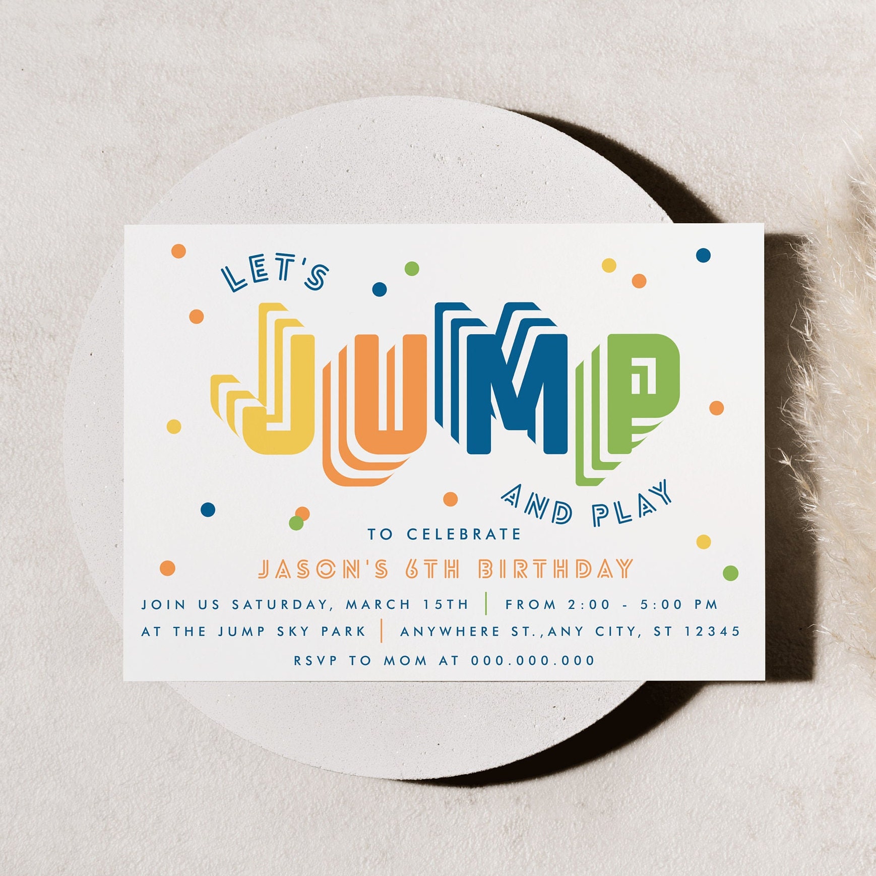 Editable Jump Invitation, Trampoline Party, Jump Bounce House Invite ...