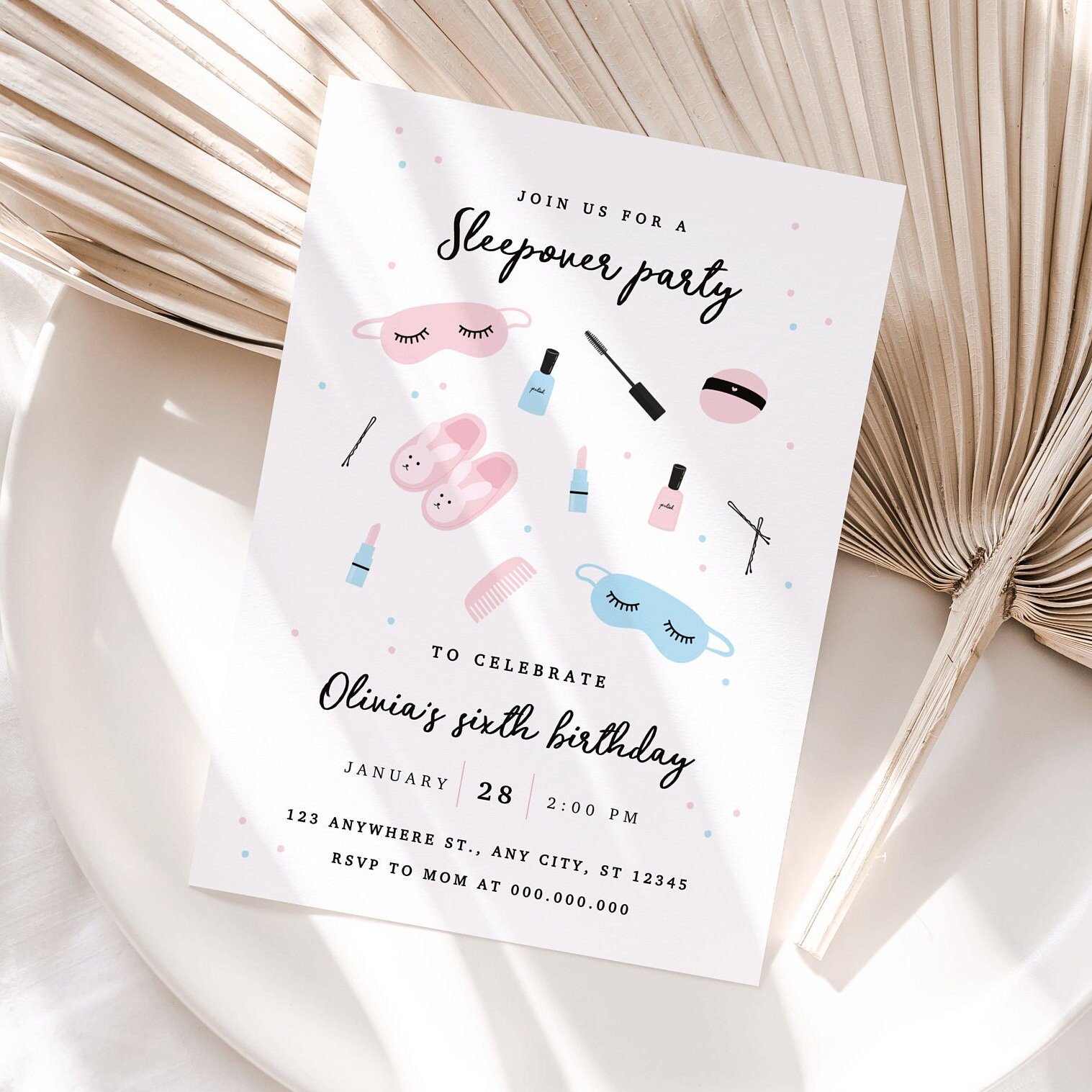 Editable Sleepover Party Invitation, Digital Slumber Party Invite ...