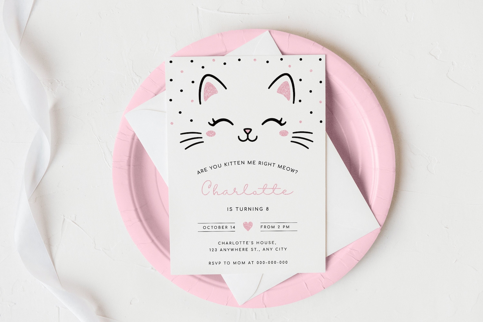 Are You Kitten Me Birthday Invitation, Editable Kitty Cat Invitation ...