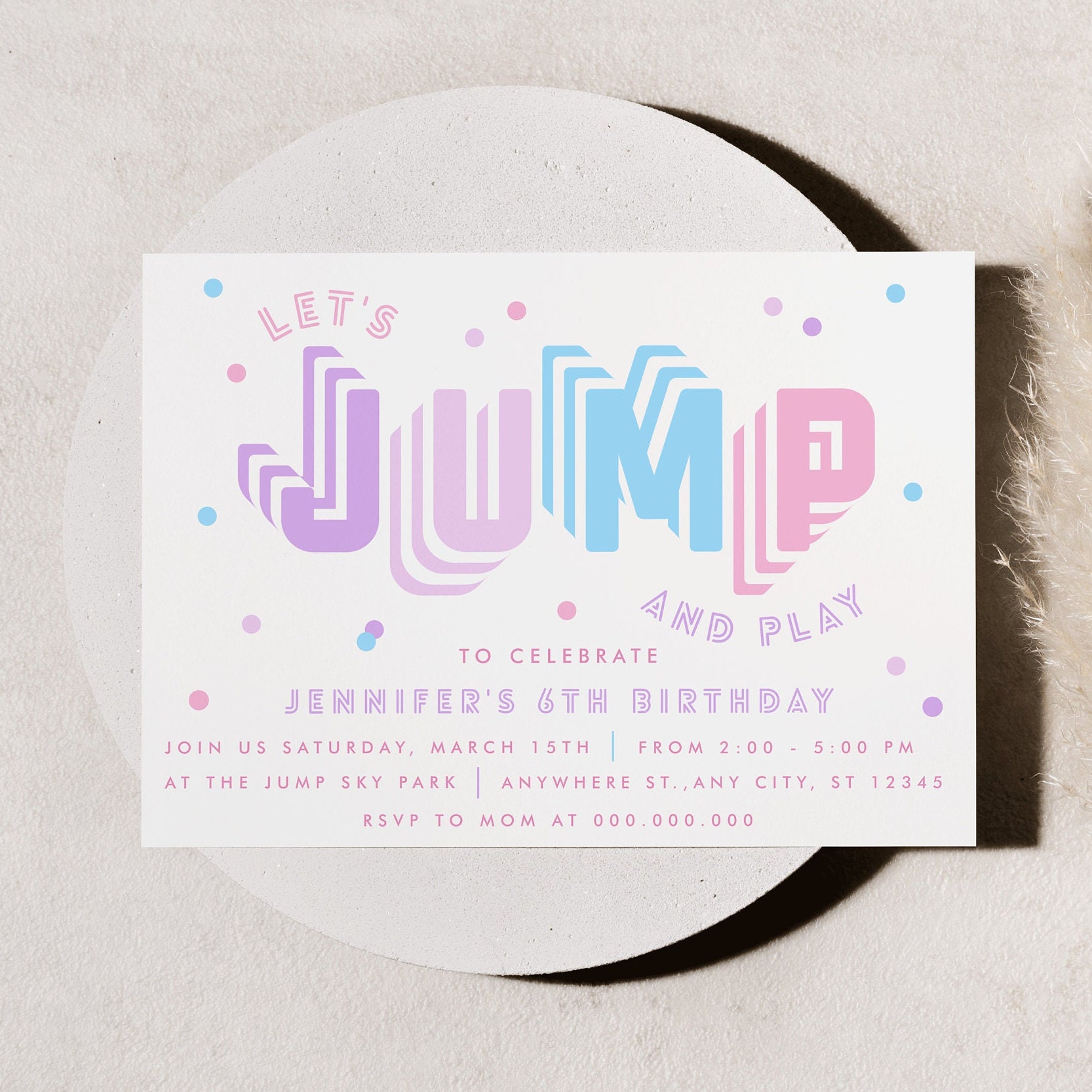 Editable Girl Jump Invitation Trampoline Party Jump Bounce - Etsy