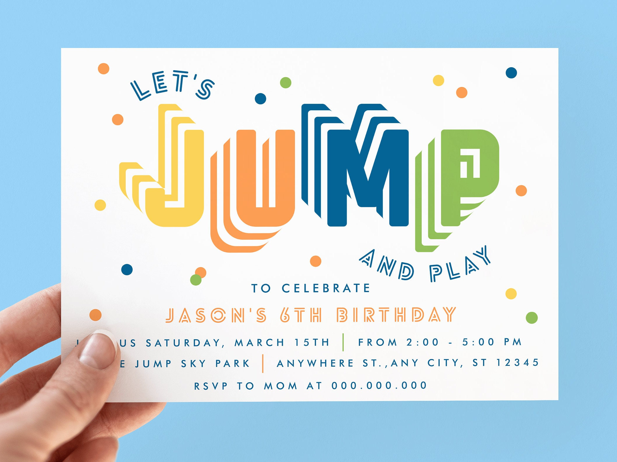 Editable Jump Invitation, Trampoline Party, Jump Bounce House Invite ...