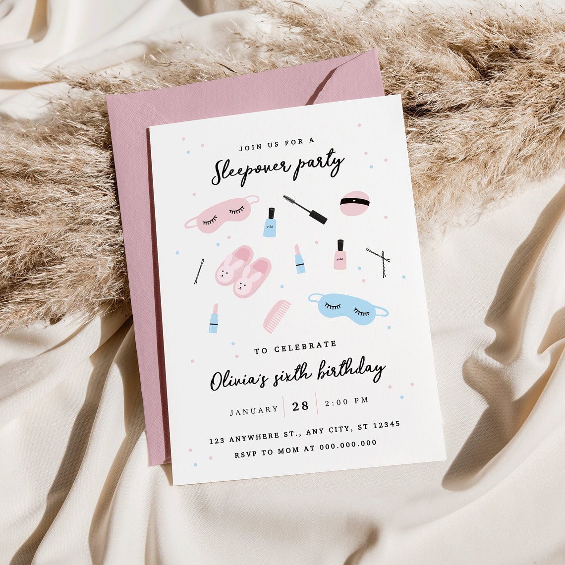 Editable Sleepover Party Invitation, Digital Slumber Party Invite ...