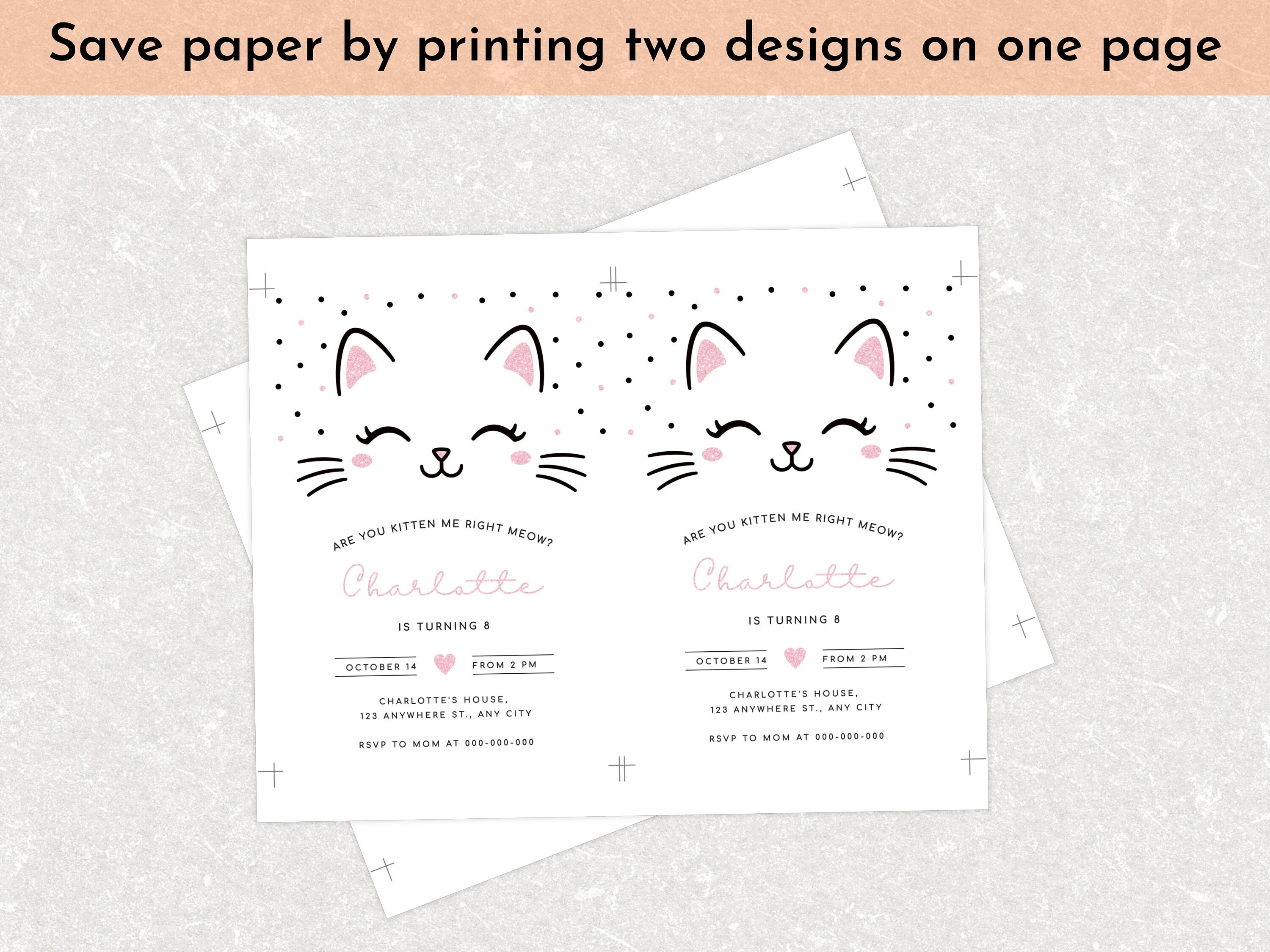 Are You Kitten Me Birthday Invitation, Editable Kitty Cat Invitation ...