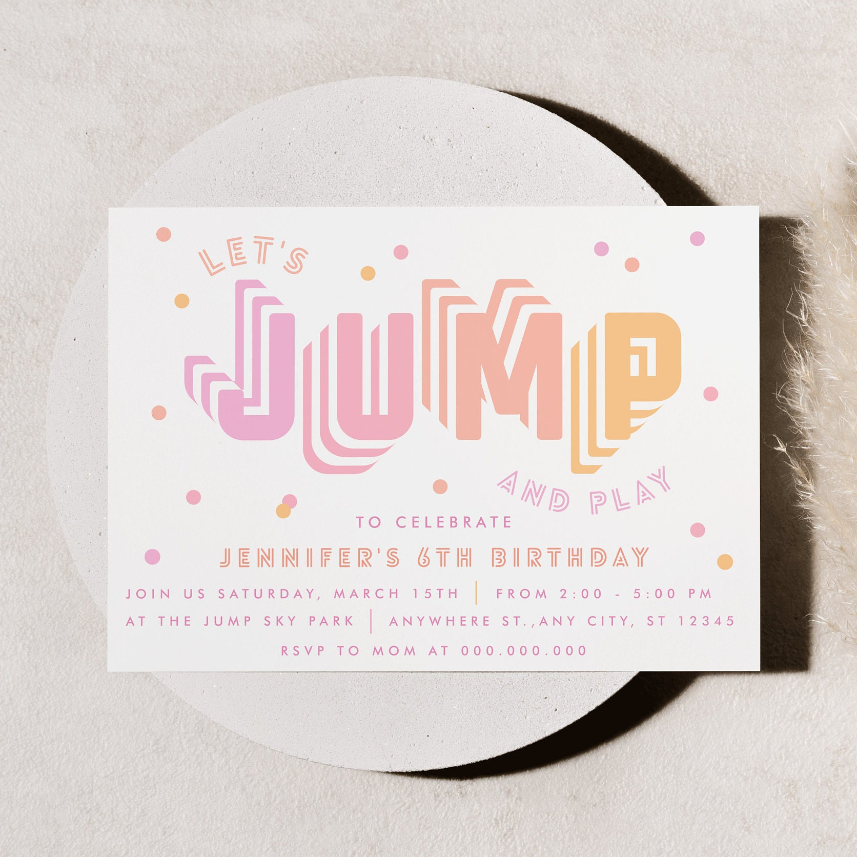 Editable Jump Invitation, Trampoline Party, Jump Bounce House Invite ...