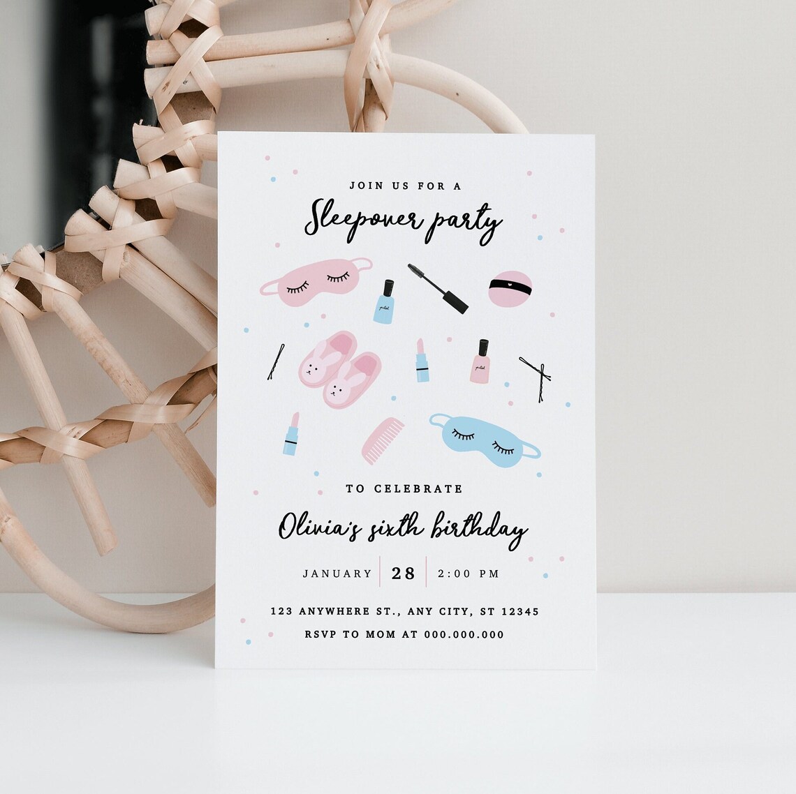 Editable Sleepover Party Invitation, Digital Slumber Party Invite ...