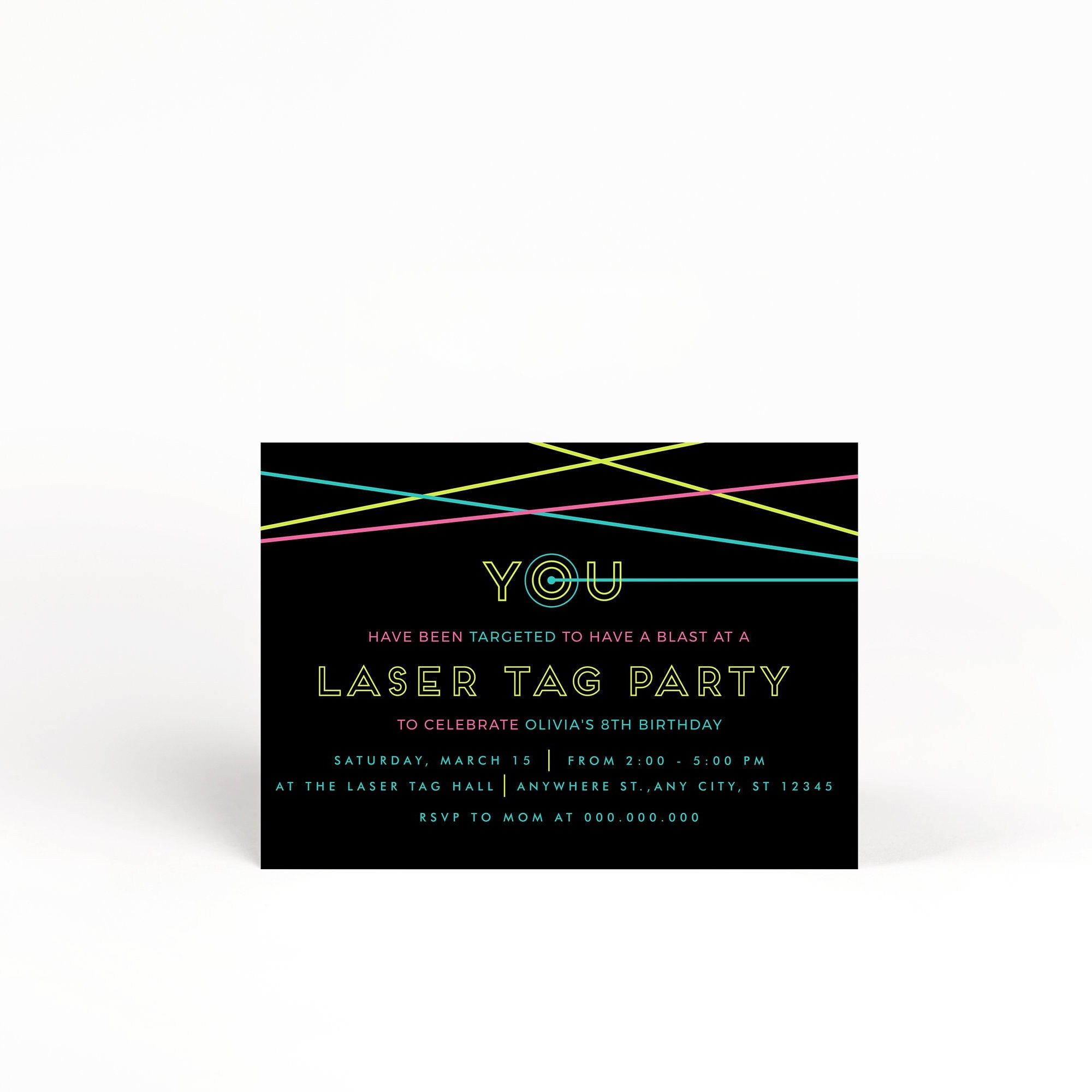 Editable Laser Tag Party Invitation, Modern Laser Tag Birthday ...
