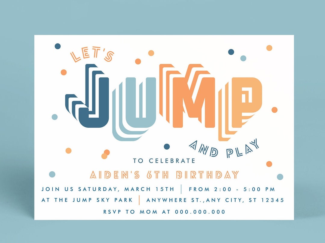 Editable Jump Invitation, Trampoline Party, Jump Bounce House Invite ...