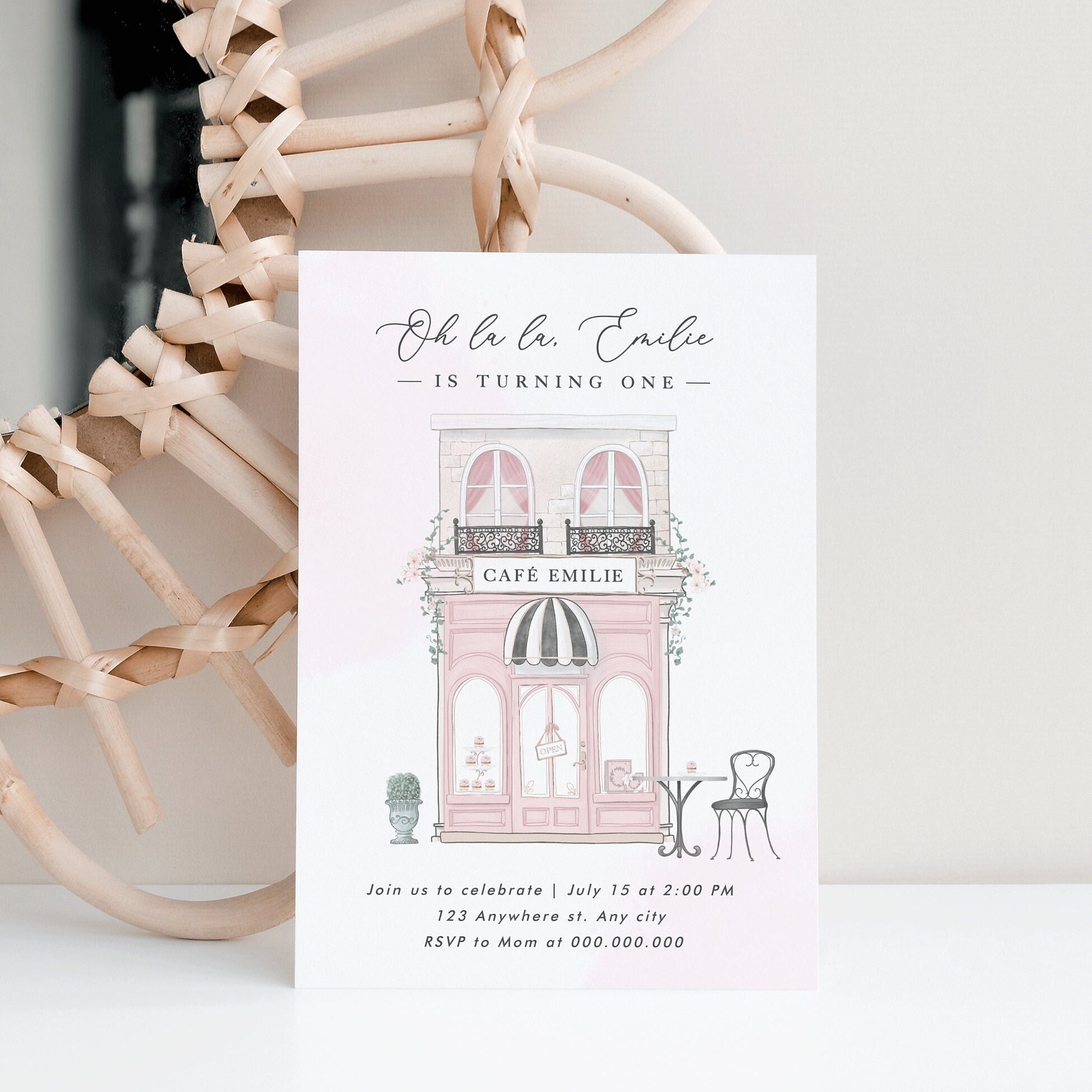Editable Paris First Birthday Invitation, French Patisserie, Parisian ...