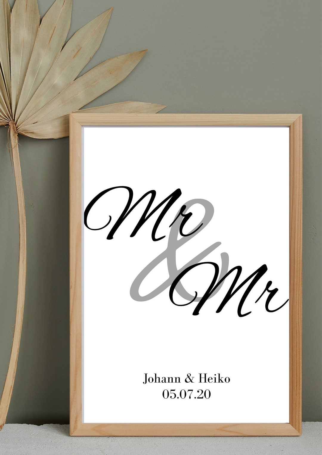 Personalized Poster With Name and Date mr & Mr Gift for a Wedding ...