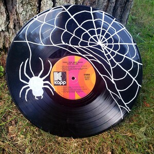Upcycled Vinyl Halloween, Spider Painted on Vinyl, Record Art, Vintage ...