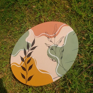 Abstract Boho Art on Oval Canvas - Etsy